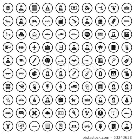 100 initiation icons set, simple style - Stock Illustration [53243638 ...