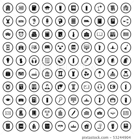 100 library icons set, simple style - Stock Illustration [53244904] - PIXTA