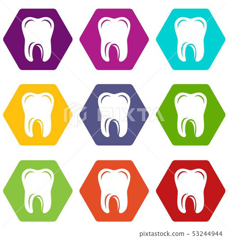 Single tooth icons set 9 vector - Stock Illustration [53244944] - PIXTA