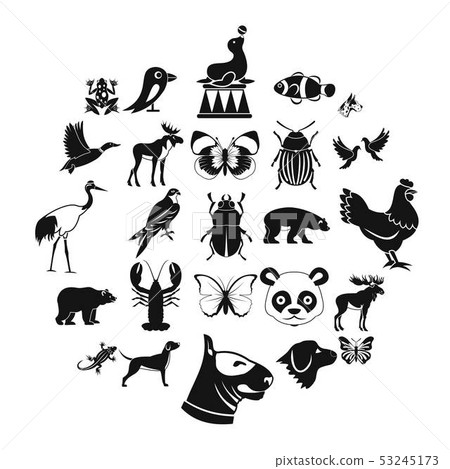 Forest animals icons set, simple style - Stock Illustration [53245173 ...
