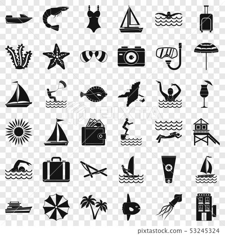 Beach icons set, simple style - Stock Illustration [53245324] - PIXTA
