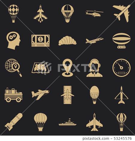 Flying machine icons set, simple style - Stock Illustration [53245576 ...