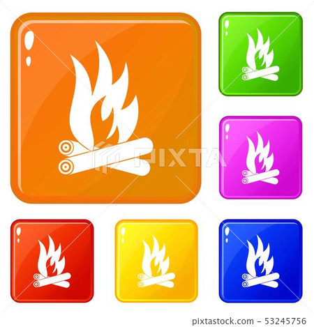 Bonfire icons set vector color - Stock Illustration [53245756] - PIXTA