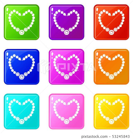 Necklace icons set 9 color collection - Stock Illustration [53245843 ...