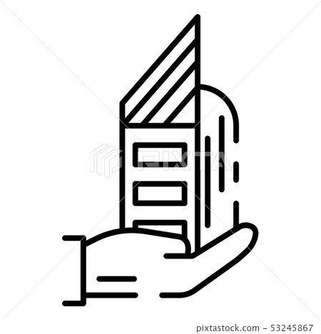 Building in hand icon, outline style - Stock Illustration [53245867 ...