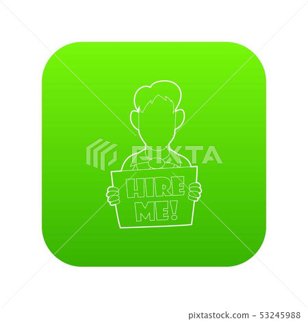 Businessman holding sign board with Hire me... - Stock Illustration ...