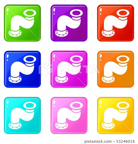 Connection pipe icons set 9 color collection - Stock Illustration ...
