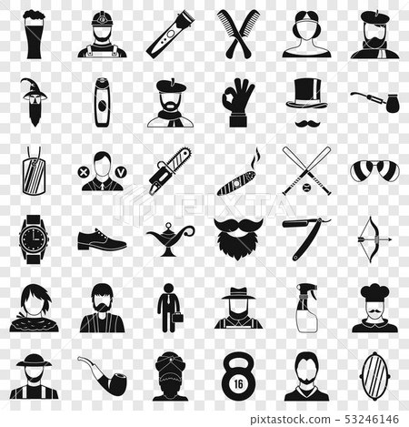 Cutting beard icons set, simple style - Stock Illustration [53246146 ...