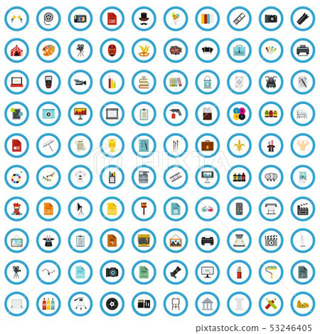 100 design icons set, flat style - Stock Illustration [53246405] - PIXTA