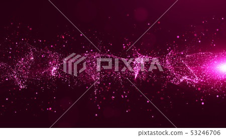 Abstract purple color digital particles wave with - Stock Illustration ...