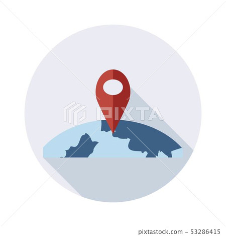 Guide-mark icon on globe with long shadow for web - Stock Illustration ...