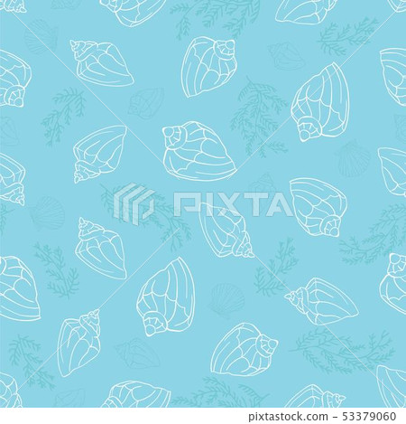 Seashell seamless pattern. Scallop vector... - Stock Illustration ...