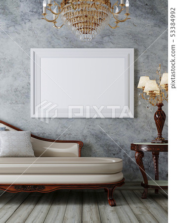 Art Deco interior with mocap poster on the wall. - Stock Illustration ...