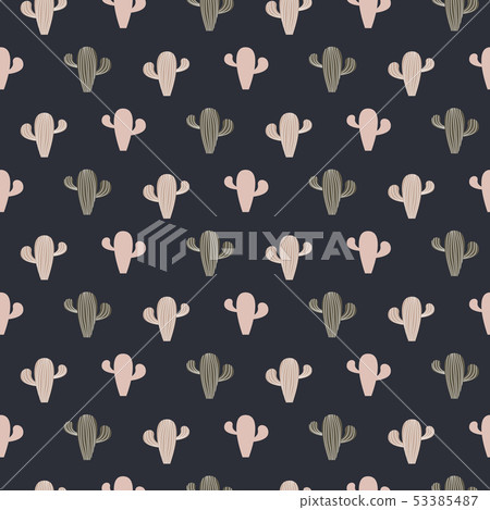 Cactus print vector seamless pattern dark pale... - Stock Illustration ...