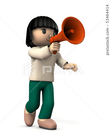 Girl requesting a megaphone with one hand - Stock Illustration ...