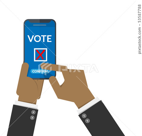 voting online via phone. poll, electronic voting - Stock Illustration ...