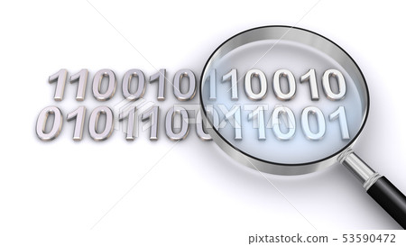 Magnifying glass and digital data - Stock Illustration [53590472] - PIXTA