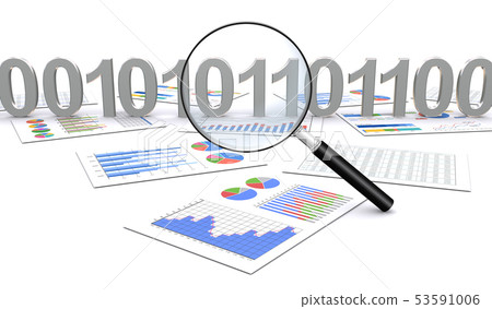 Magnifying glass and digital data - Stock Illustration [53591006] - PIXTA