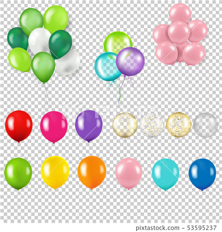 Colorful Balloon Set Isolated Transparent - Stock Illustration ...