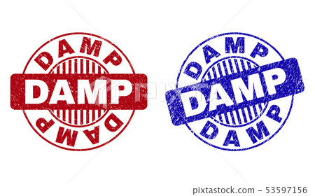 Grunge DAMP Textured Round Stamp Seals - Stock Illustration [53597156 ...
