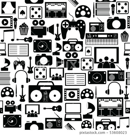 entertainment seamless pattern background icon. - Stock Illustration ...