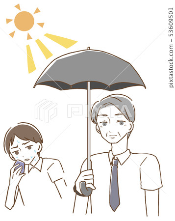 Middle-aged man holding a parasol - Stock Illustration [53609501] - PIXTA