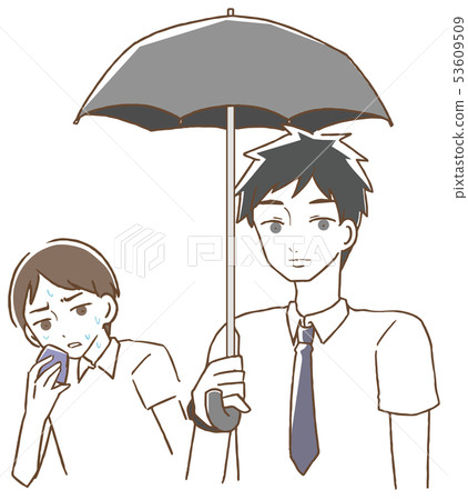 Illustration of a man holding a parasol - Stock Illustration [53609509 ...