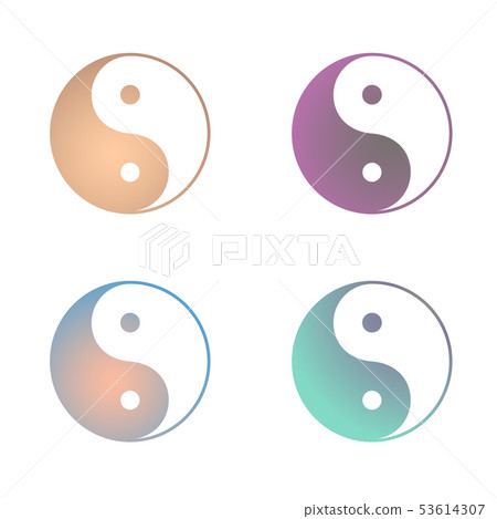 Yin Yang colourful set, symbol of dualism in... - Stock Illustration ...