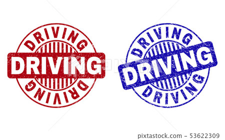 Grunge DRIVING Scratched Round Watermarks - Stock Illustration ...