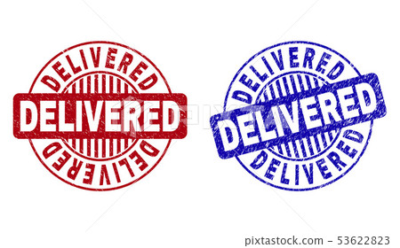 Grunge DELIVERED Scratched Round Watermarks - Stock Illustration ...