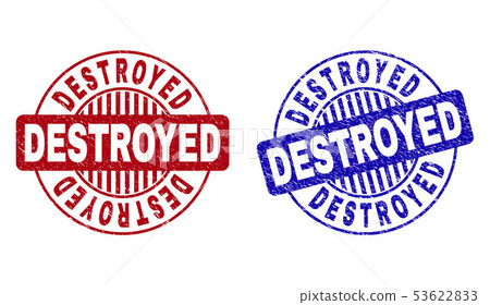 Grunge DESTROYED Textured Round Stamps - Stock Illustration [53622833 ...