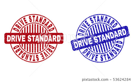 Grunge DRIVE STANDARD Textured Round Stamps - Stock Illustration ...