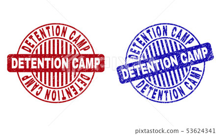 Grunge DETENTION CAMP Textured Round Stamp Seals - Stock Illustration ...