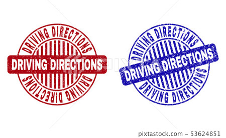 Grunge DRIVING DIRECTIONS Textured Round Stamp... - Stock Illustration ...