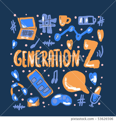 Generation z poster. Vector concept text and decor - Stock Illustration ...