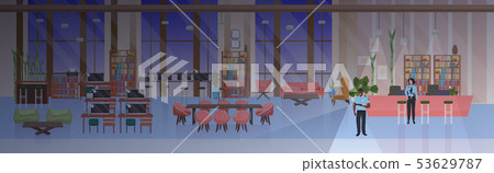 couple security guards with flashlights working... - Stock Illustration ...