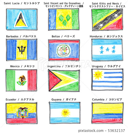 Flag painted with crayons North America Part 3... - Stock Illustration ...