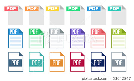 Icon Collection Of Pdf Document File Set Vector - Stock Illustration ...