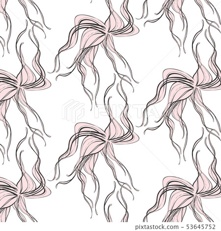 Pink flowers line art. Botanical pattern. Vector t - Stock Illustration ...