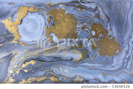 Blue marbling pattern. Golden marble liquid... - Stock Illustration ...