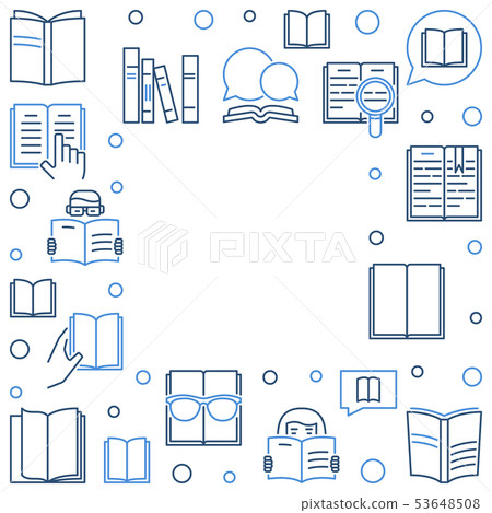 Book Library outline concept frame - vector... - Stock Illustration ...