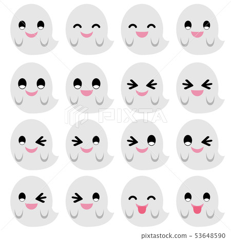 Halloween ghost expression set (smile) - Stock Illustration [53648590 ...