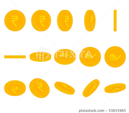 Cartoon Yellow Rupee Coins Animation Set. Vector-插圖素材 [53653965] - PIXTA圖庫