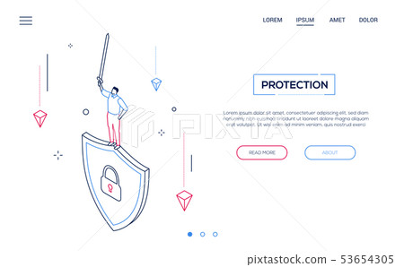 Protection concept - line design style... - Stock Illustration ...