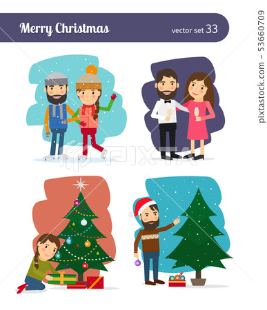 Merry Christmas Vector Characters - Stock Illustration [53660709] - PIXTA