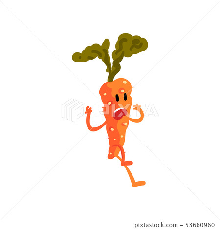 Frightened Carrot, Cute Vegetable Character... - Stock Illustration ...