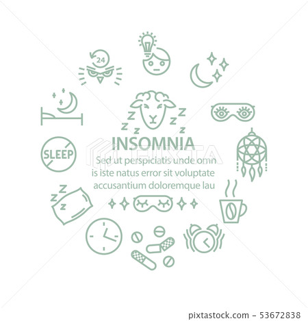 Insomnia line art banner - Stock Illustration [53672838] - PIXTA