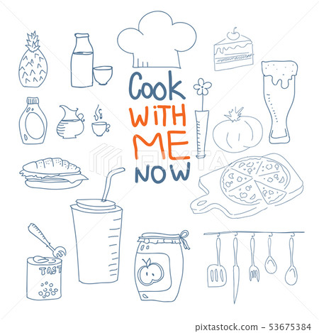 Cook with me now.Vector doodle style... - Stock Illustration [53675384 ...