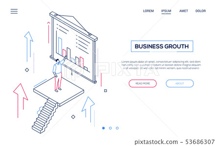 Business growth - line design style isometric... - Stock Illustration ...