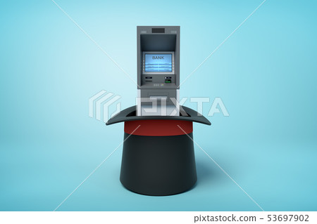 3d rendering of ATM standing in black top hat... - Stock Illustration ...